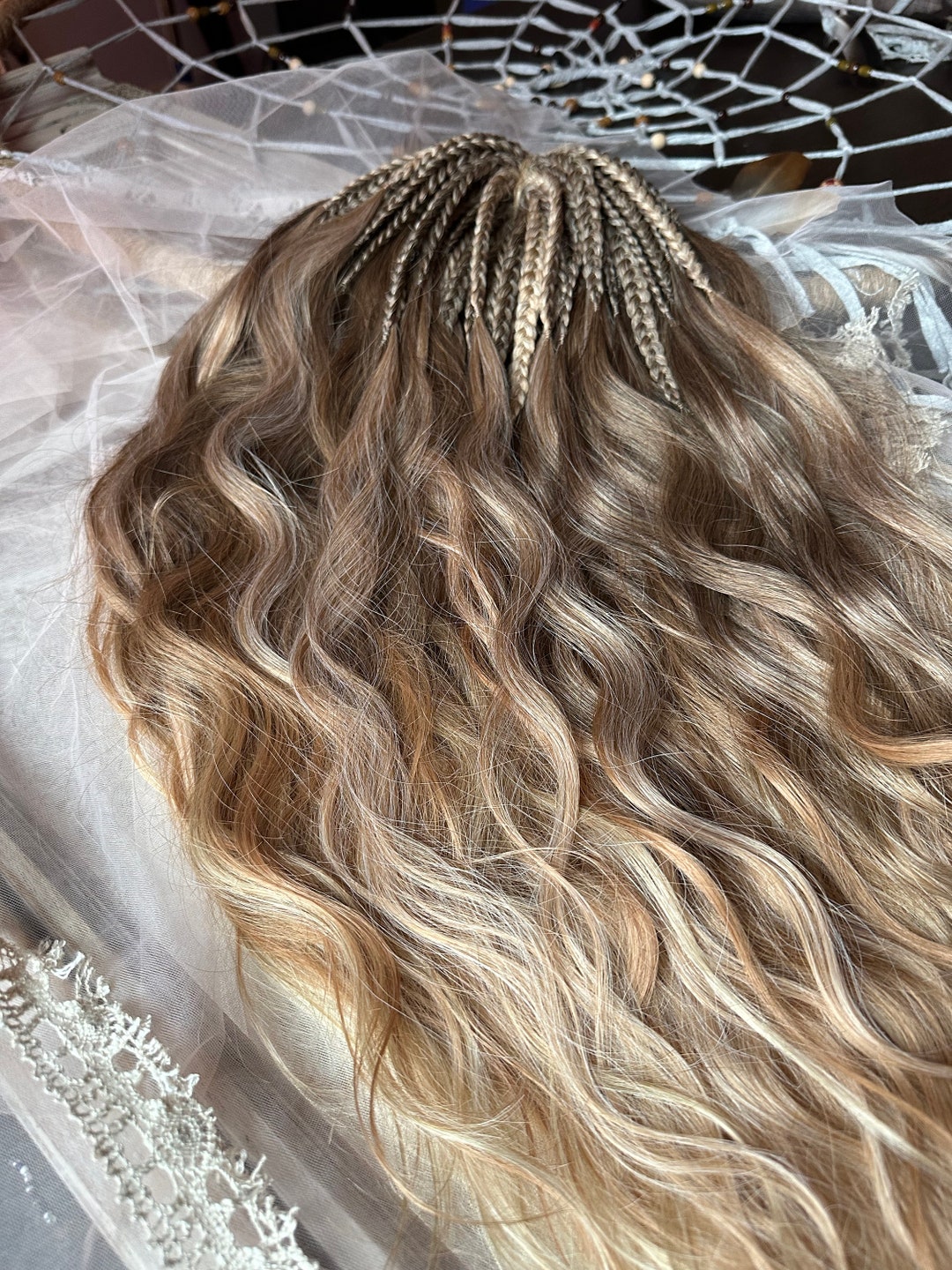 Sandy Waterfall Blonde Braidy Waves: Boho Kanekalon Hair Extensions - Etsy