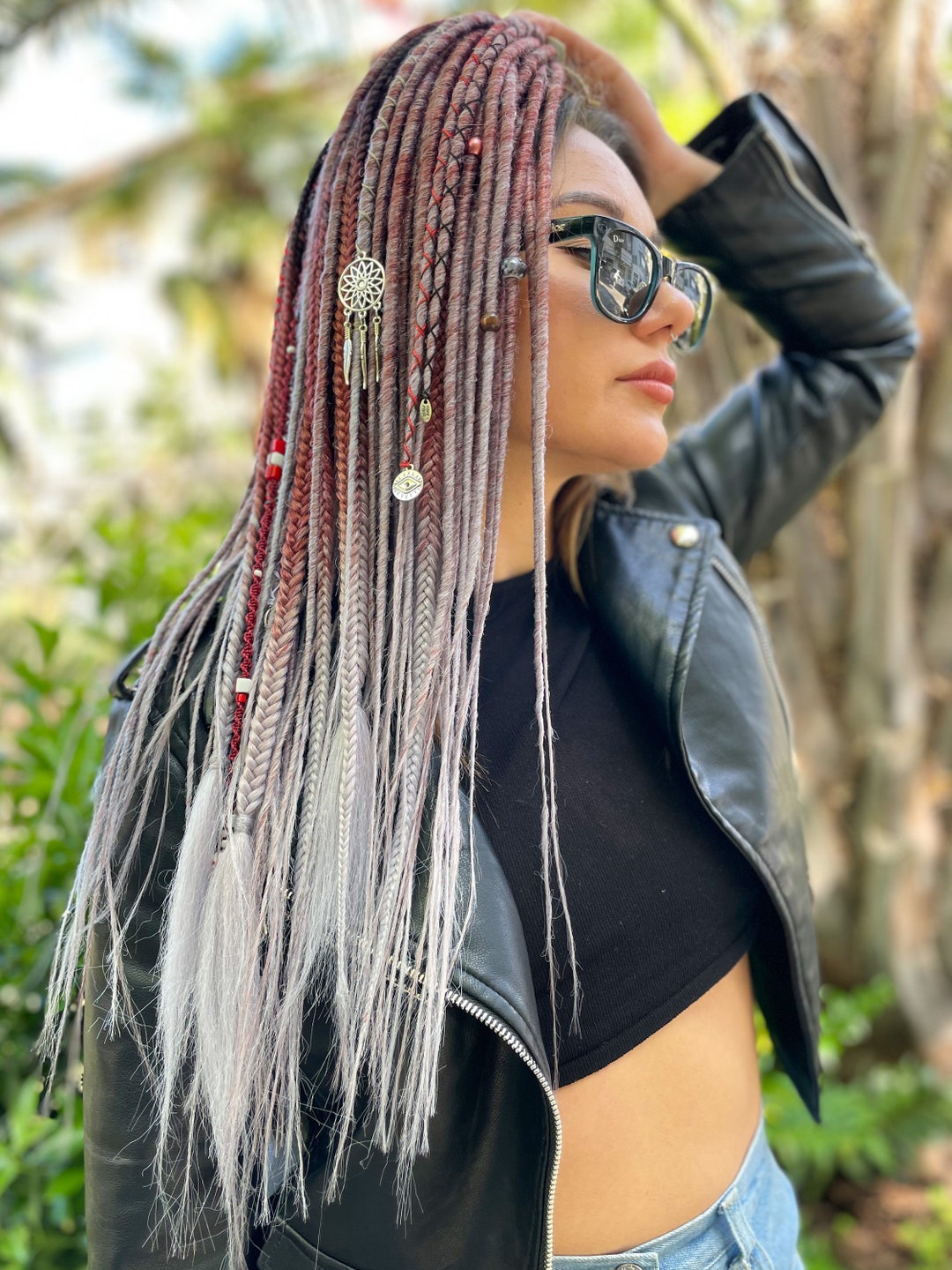 Ready to Ship Amulet Set, Synthetic Dreads, Rich Cherry Red and Lilac ...