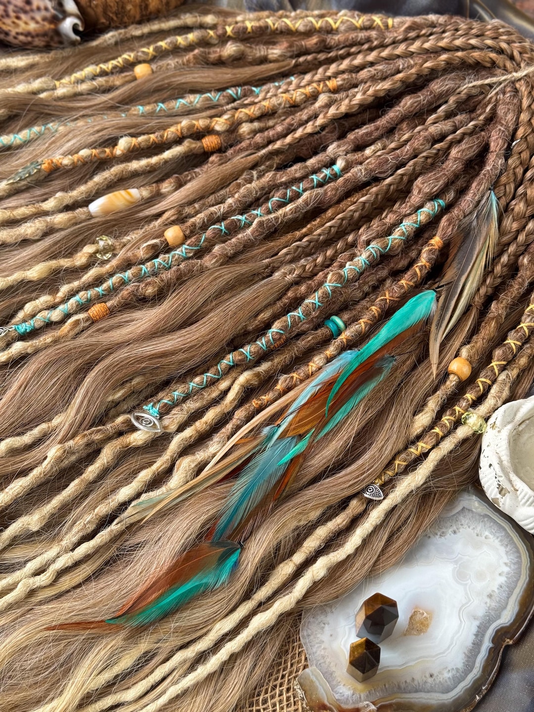 Reddish Blonde Synthetic Dreadlocks: Bali Bird Set, Crochet Braid ...