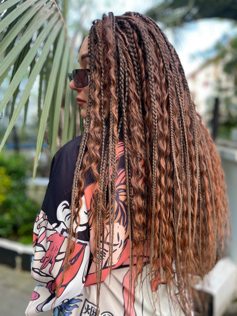 Cinnamon Copper Mermaid Braids: Curly Synthetic Dreads, Boho Hairstyle ...