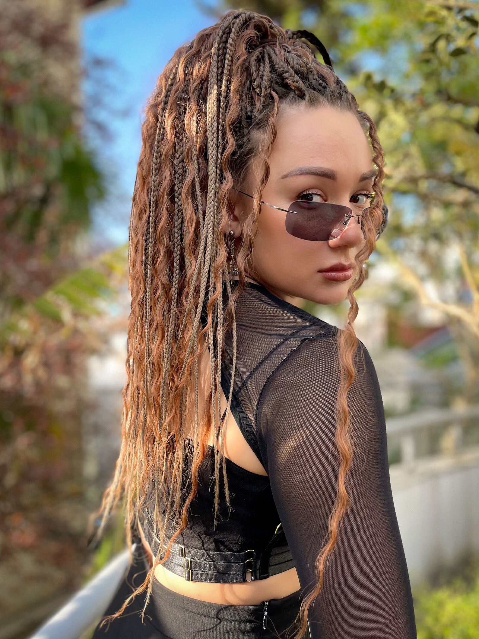 Cinnamon Copper Mermaid Braids: Curly Synthetic Dreads, Boho Hairstyle ...