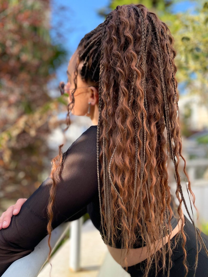 Cinnamon Copper Mermaid Braids: Curly Synthetic Dreads, Boho Hairstyle ...