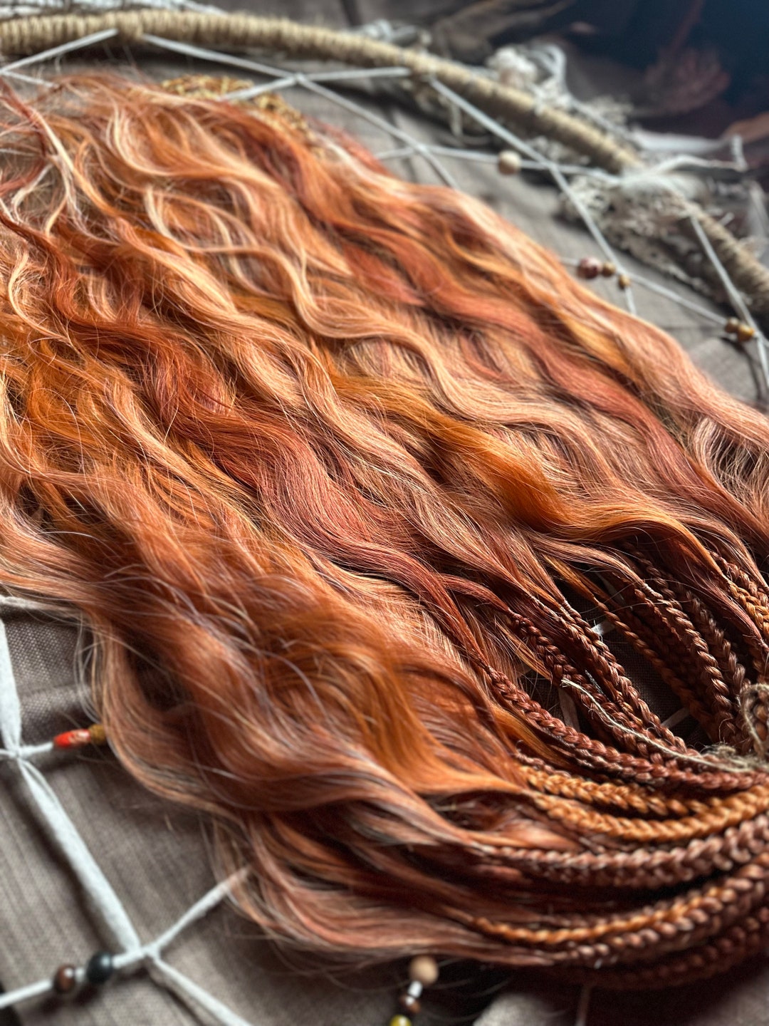 Red Flames Braidy Waves: Copper Ginger Boho Braids Extensions - Etsy