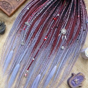 Ready to Ship Amulet Set, Synthetic Dreads, Rich Cherry Red and Lilac ...
