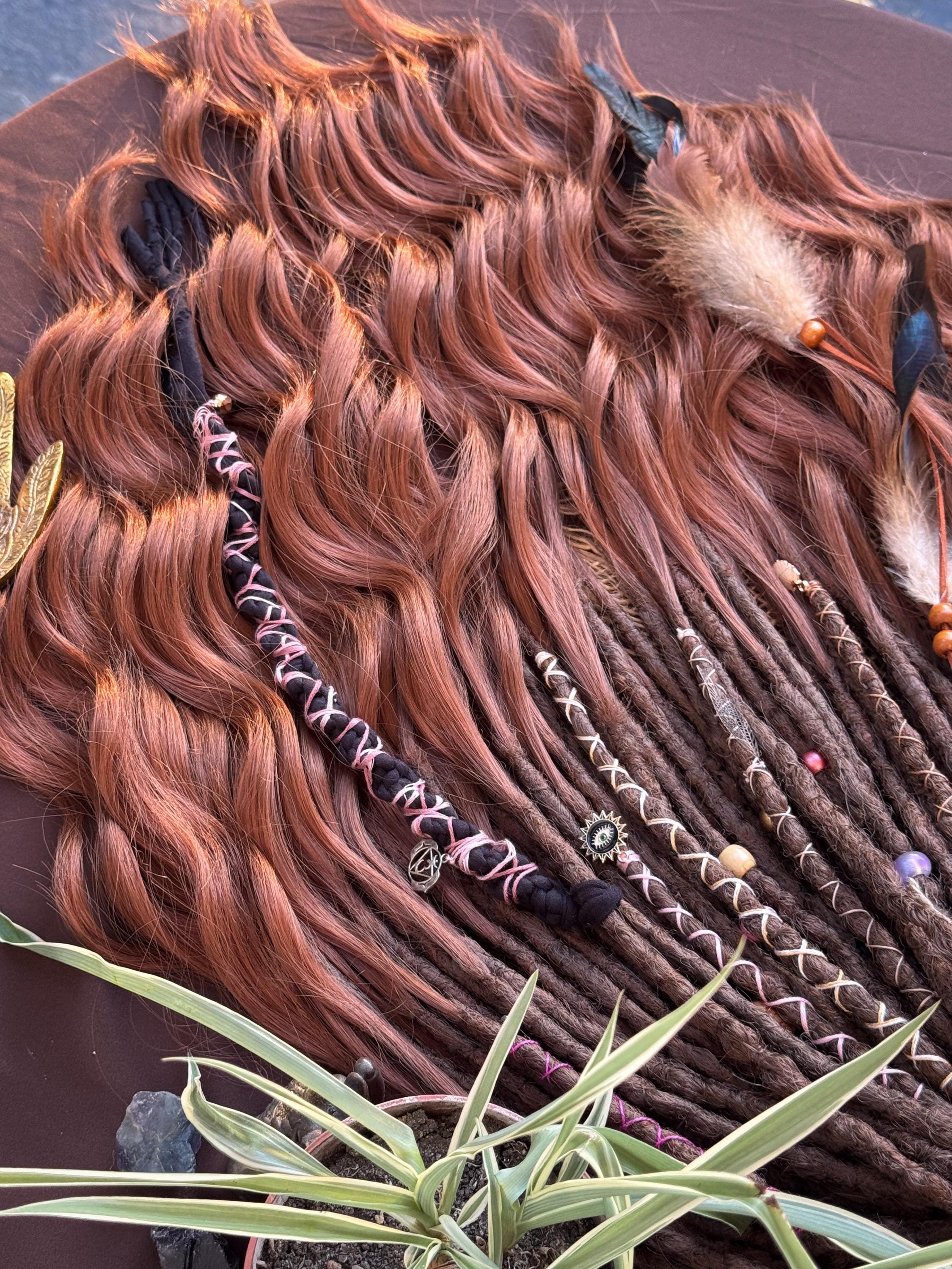 Legends of Autumn Crocheted Synthetic Dreads: Brown & Copper Boho ...