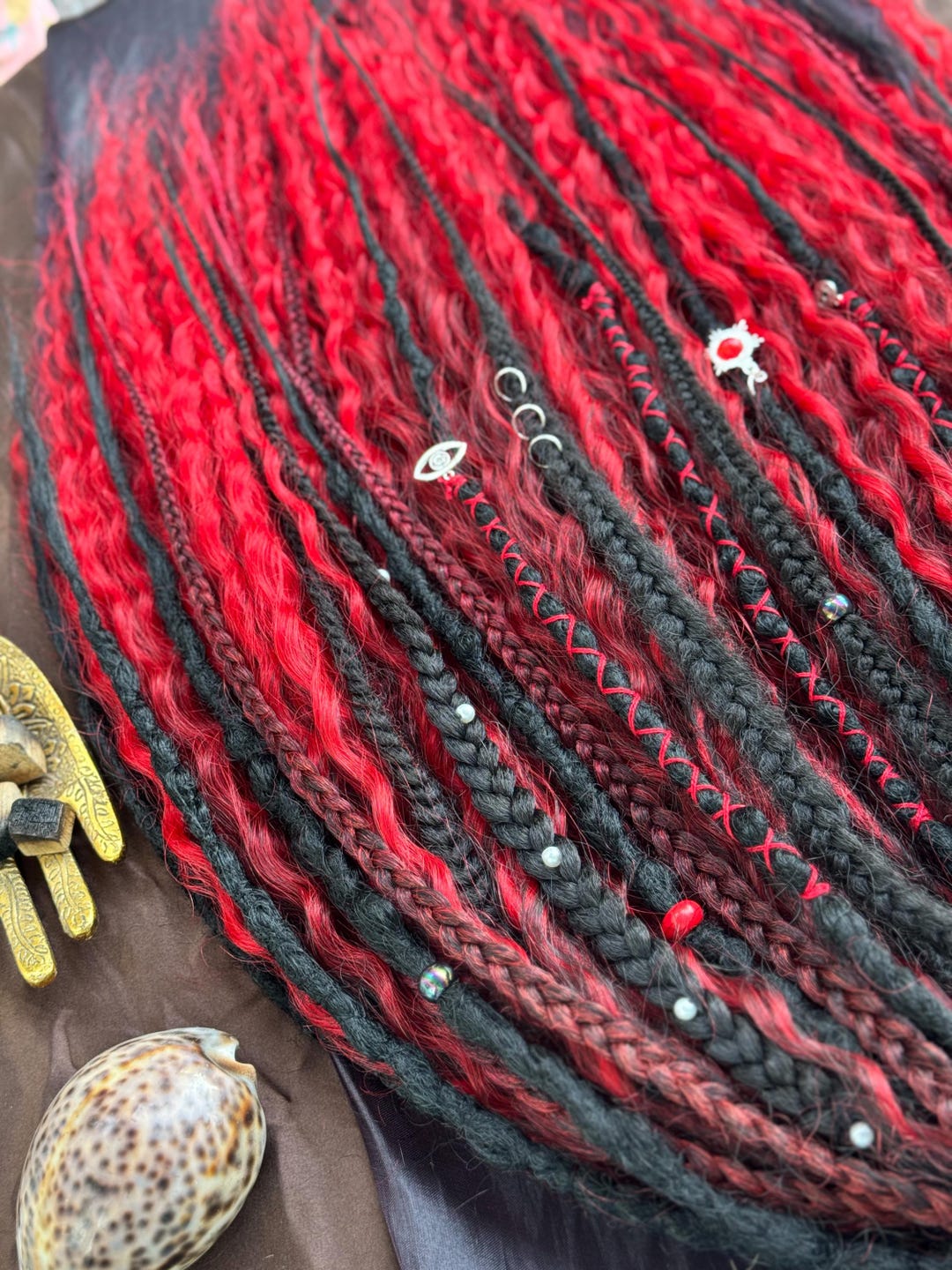 Red and Black Ombre Dreadlock Extensions: Boho Festival Hair - Etsy