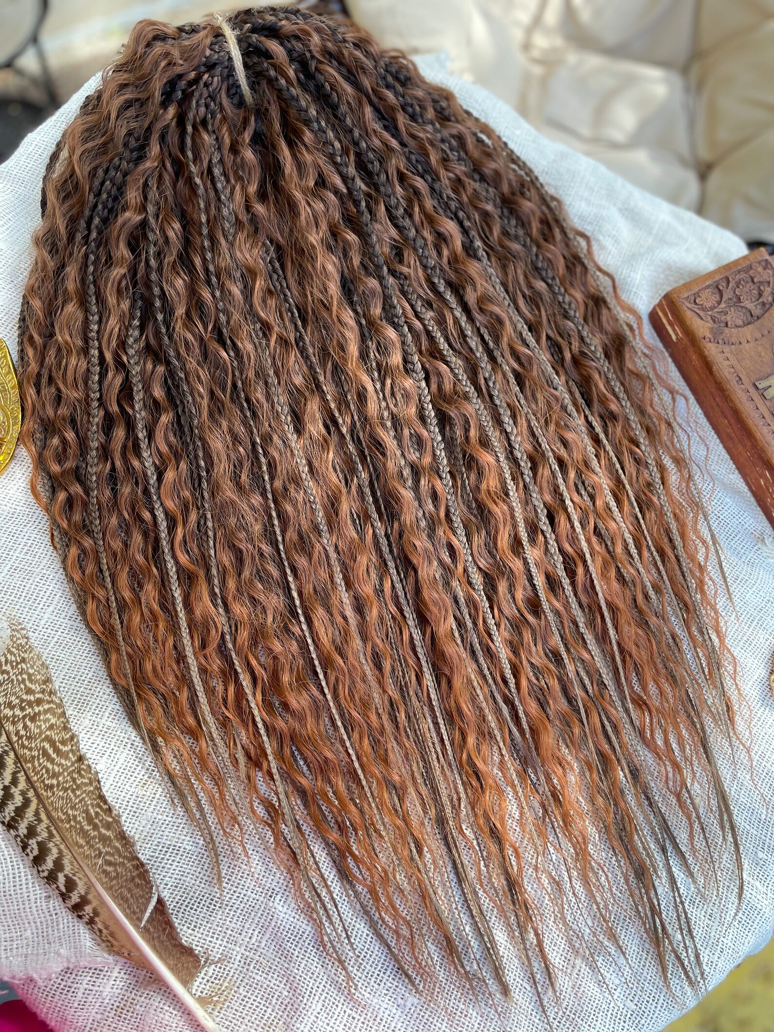 Cinnamon Copper Mermaid Braids: Curly Synthetic Dreads, Boho Hairstyle ...