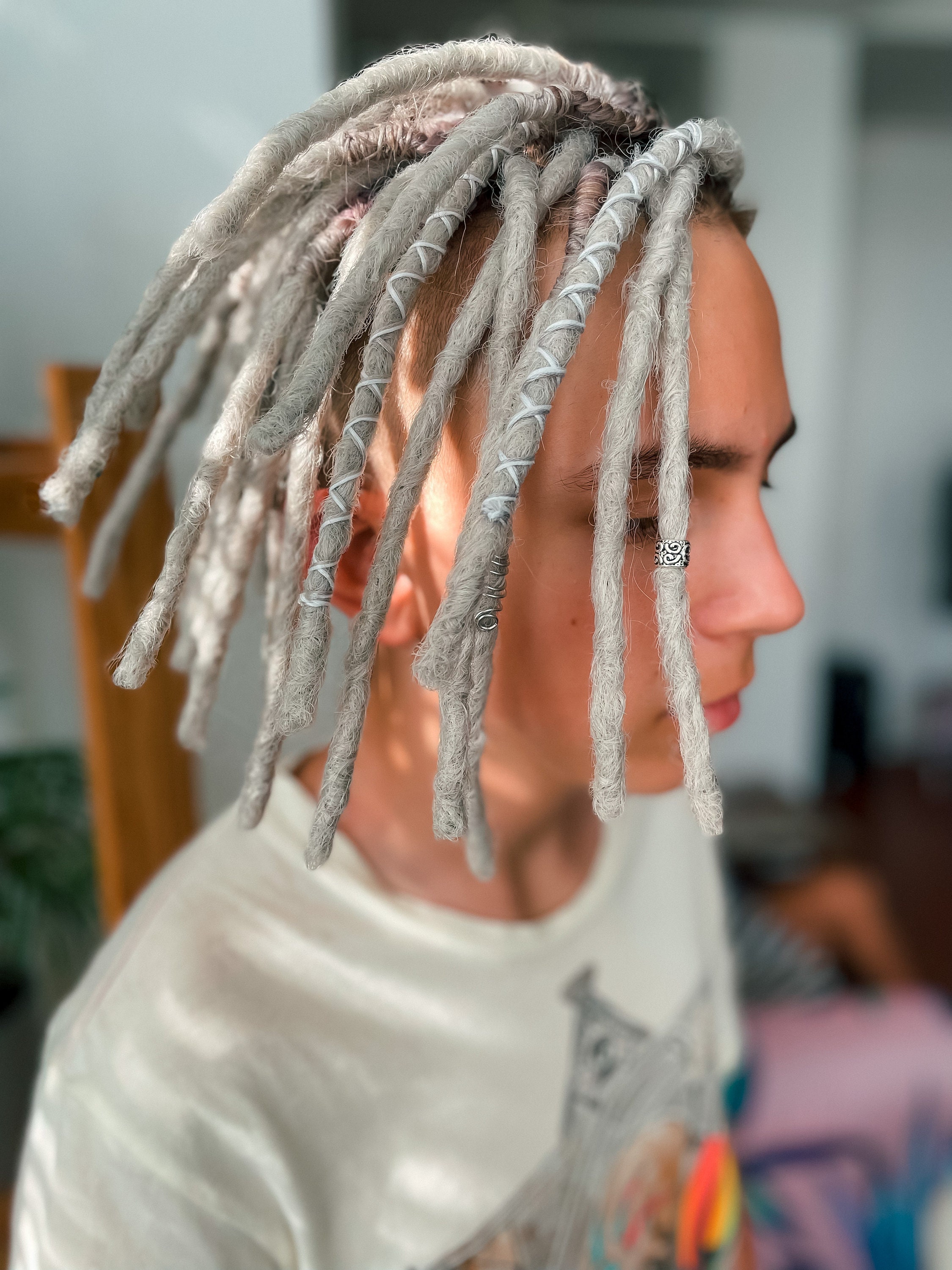 Synthetic Dreads Men Hairstyleviking Ash Blonde Setcrochet - Etsy