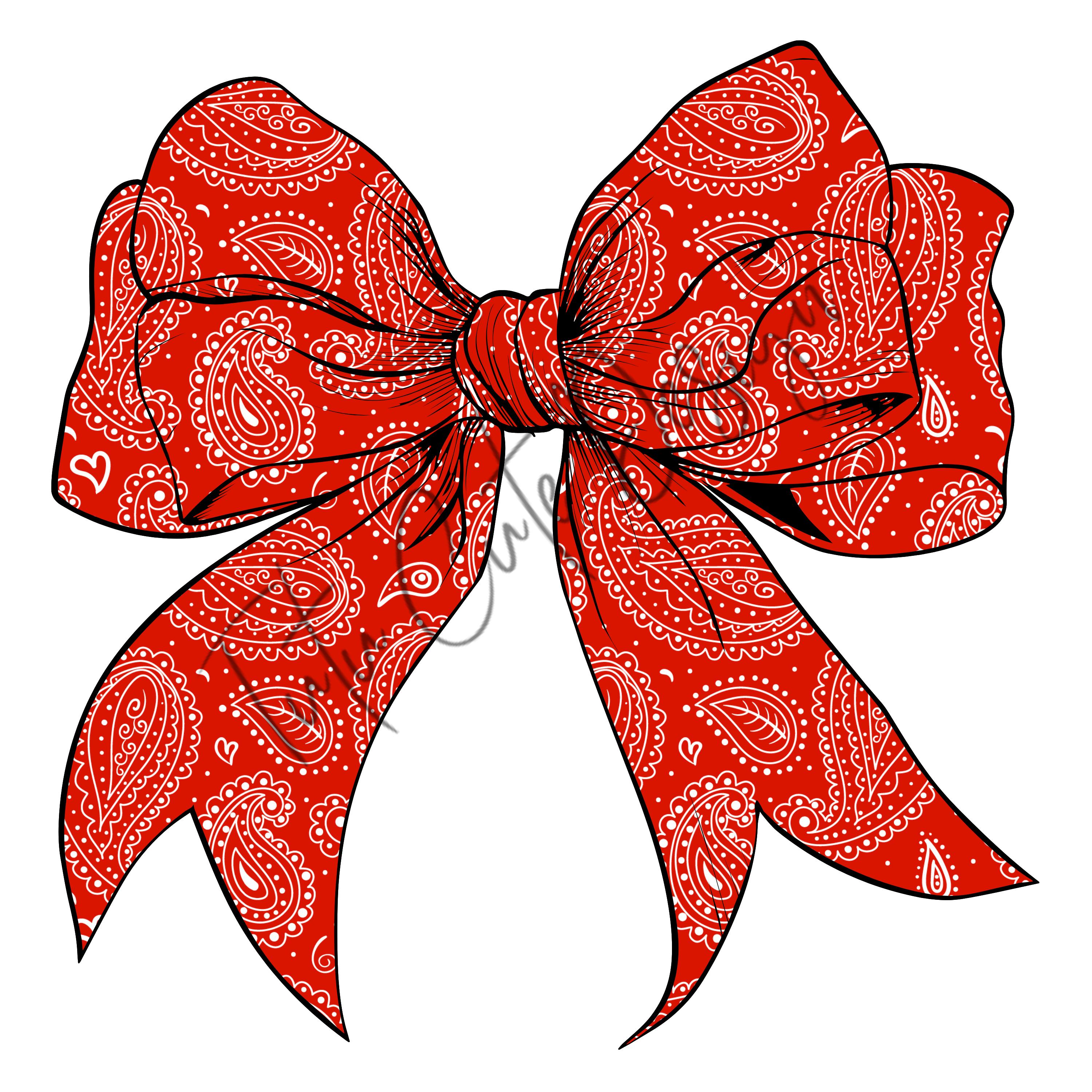 Red Bandana Bow Png - Etsy