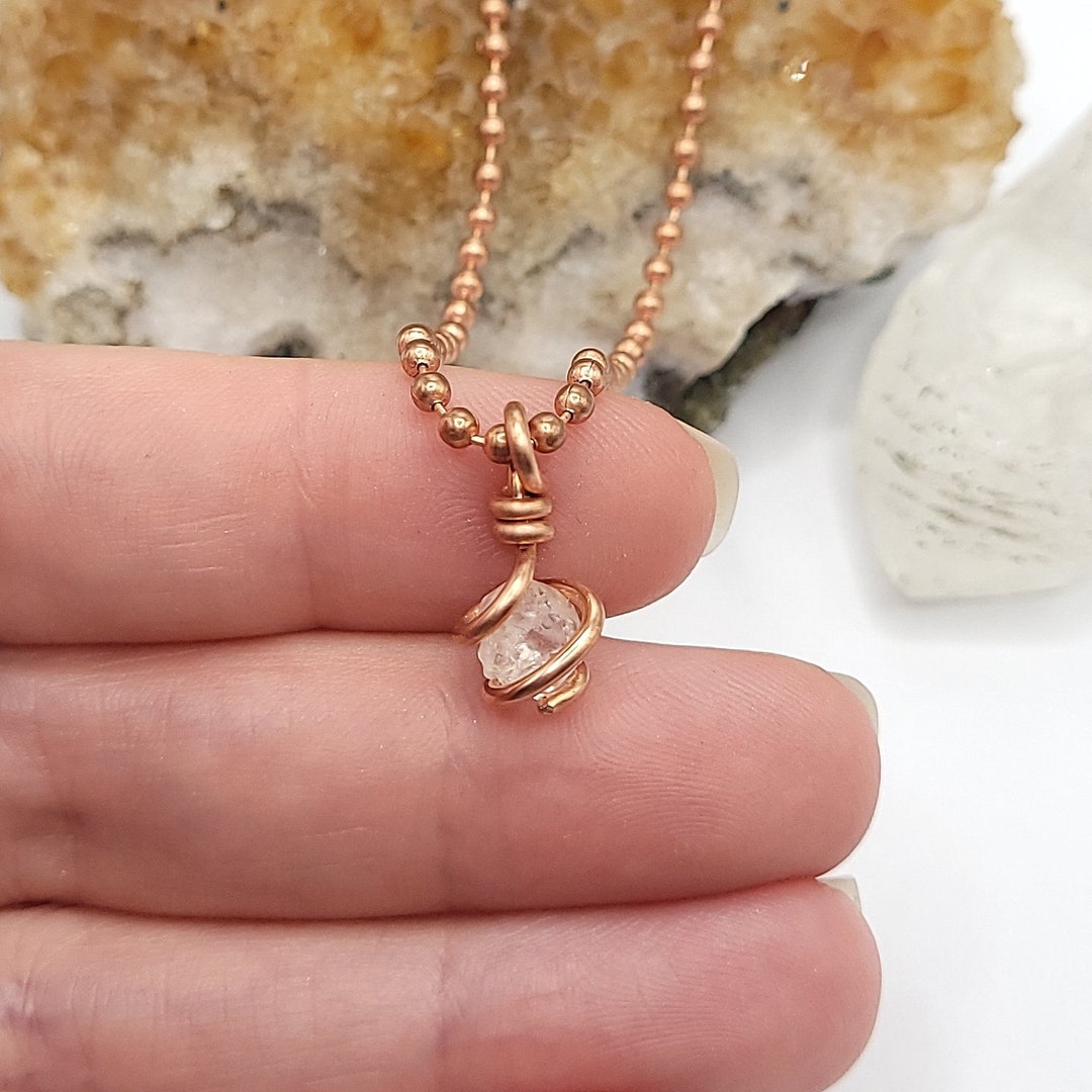 Phenakite Necklace, Copper Wire Wrapped Phenacite Pendant, Crystal ...
