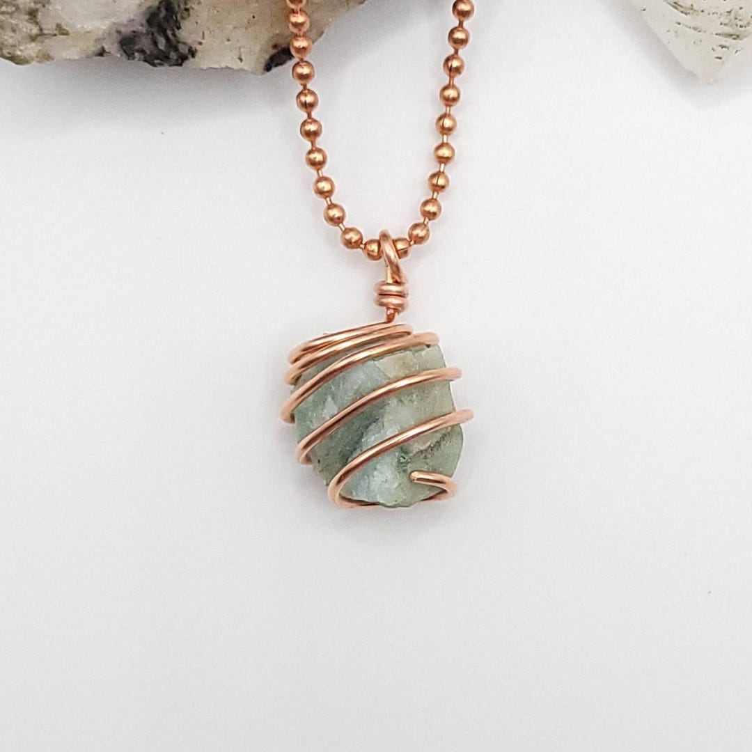 Emerald Necklace, Copper Wire Wrapped Emerald Pendant - Etsy