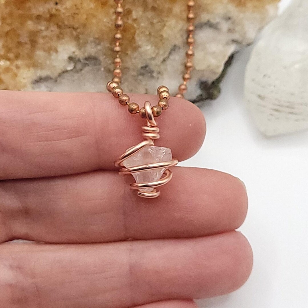 Phenakite Necklace, Copper Wire Wrapped Phenacite Pendant, Crystal ...