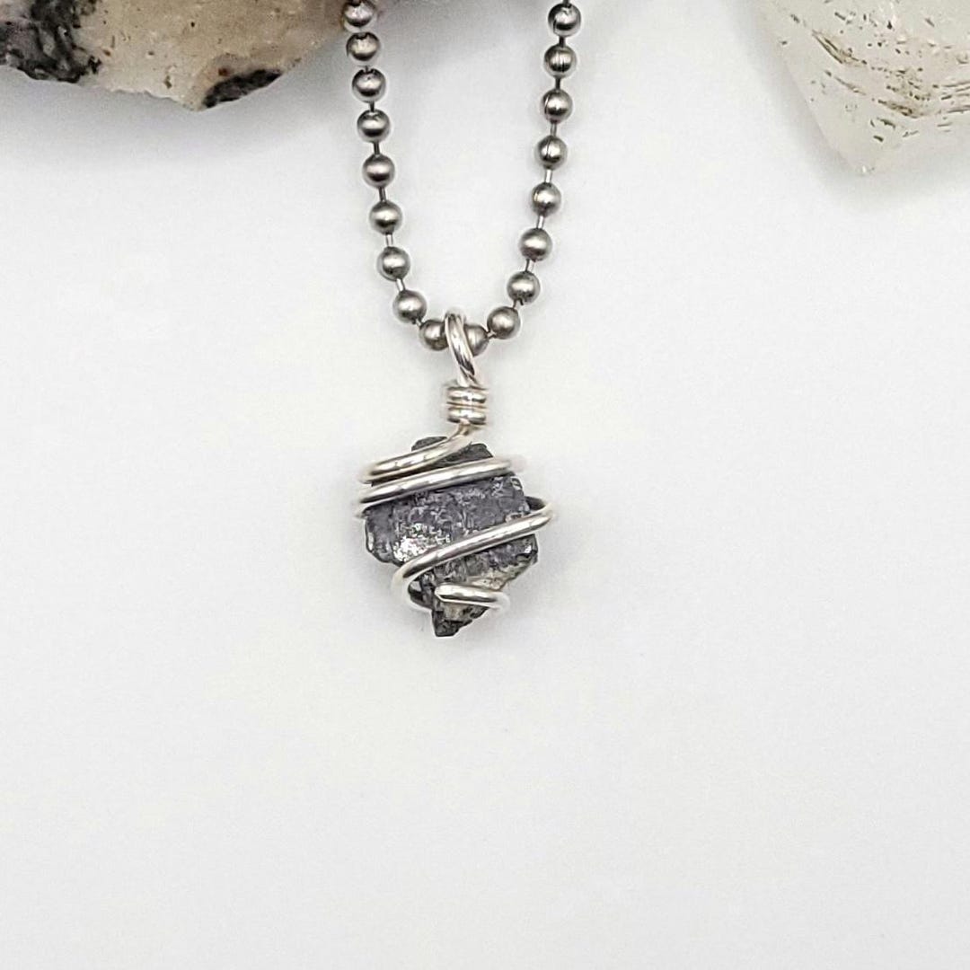 Galena Necklace in Silver: Grounding & Energetic Protection Pendant - Etsy