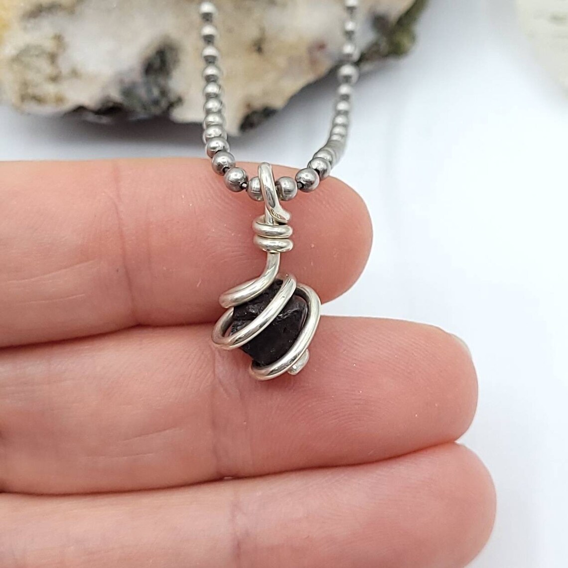Raw Magnetite Necklace Silver Wire Wrapped Magnetite Pendant - Etsy