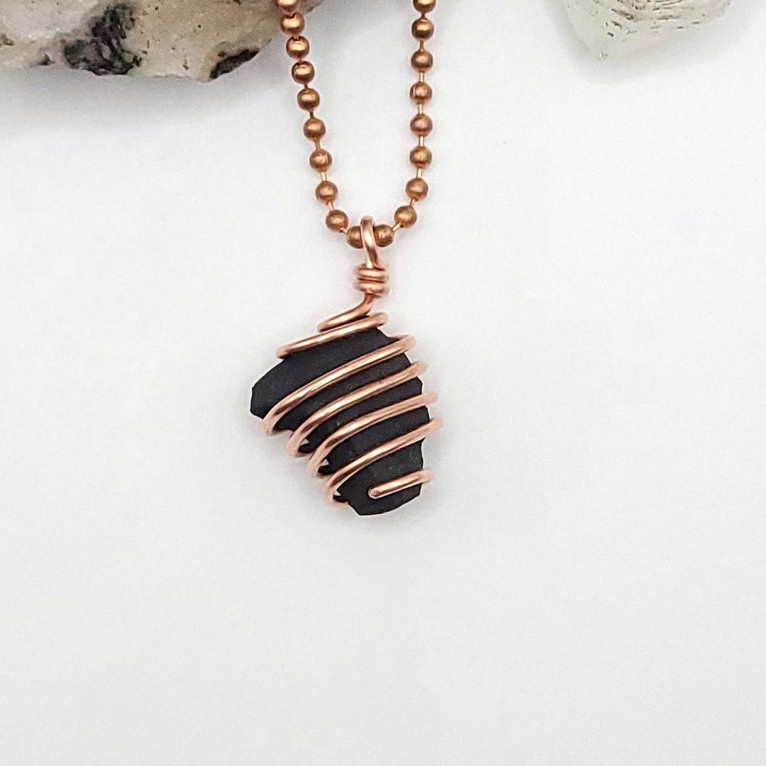 Shungite Necklace, Copper Wire Wrapped Shungite Pendant | Shields From ...