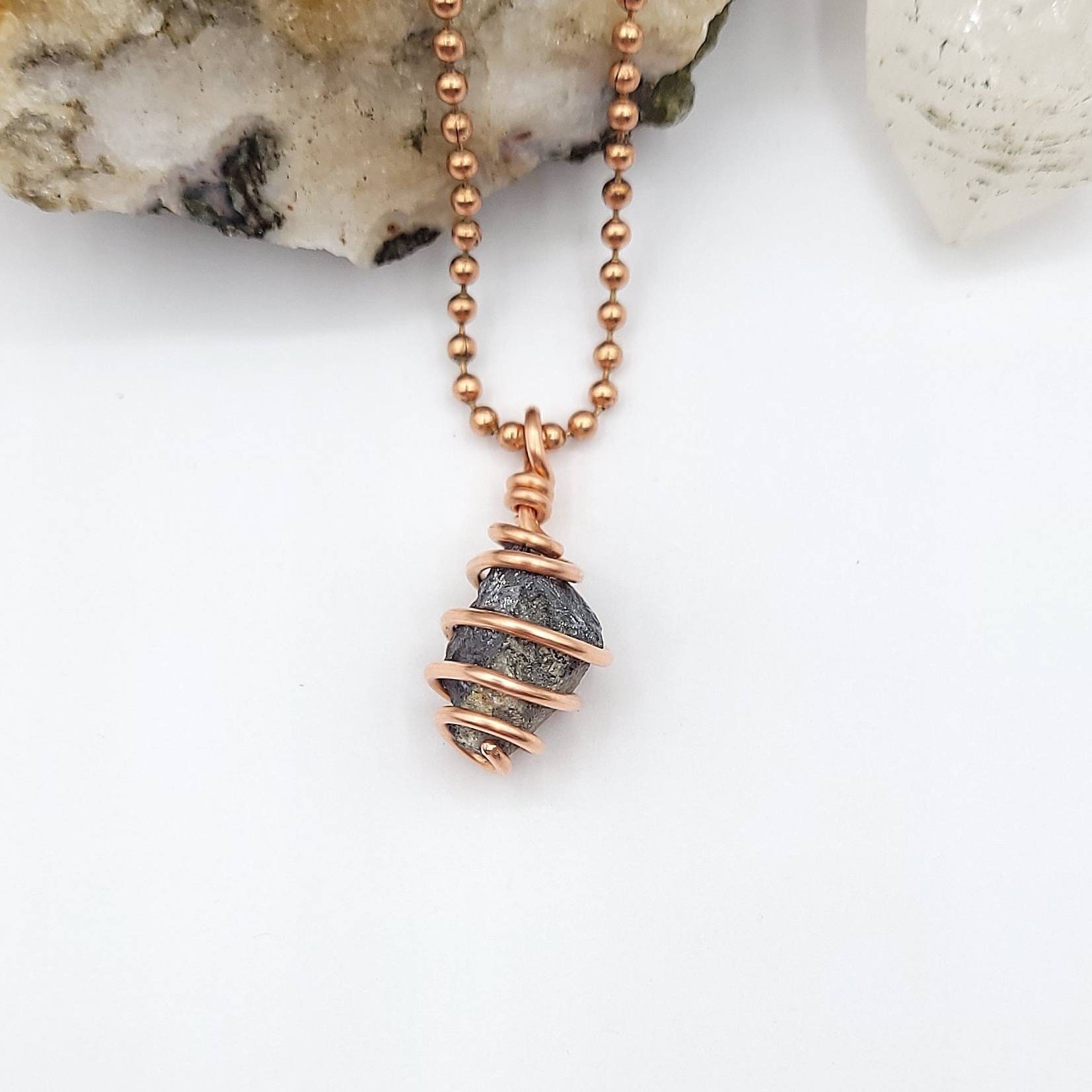 Galena Necklace Copper Wire Wrapped Galena Pendant Crystal | Etsy