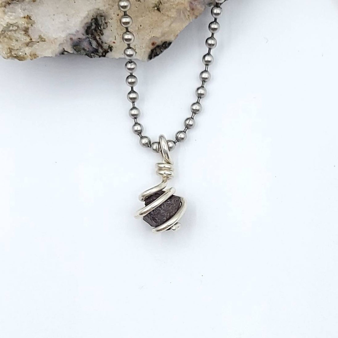 Raw Magnetite Necklace Silver Wire Wrapped Magnetite Pendant - Etsy