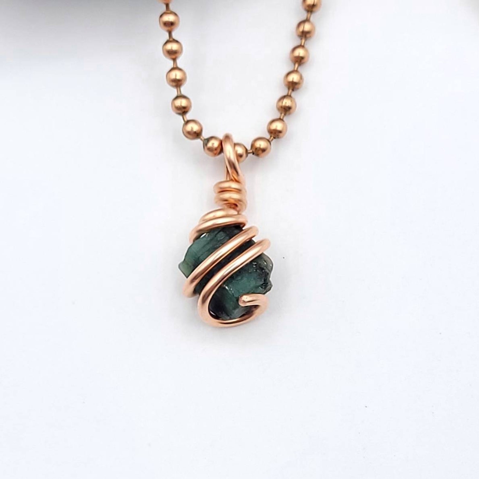 Emerald Necklace Copper Wire Wrapped Emerald Pendant | Etsy