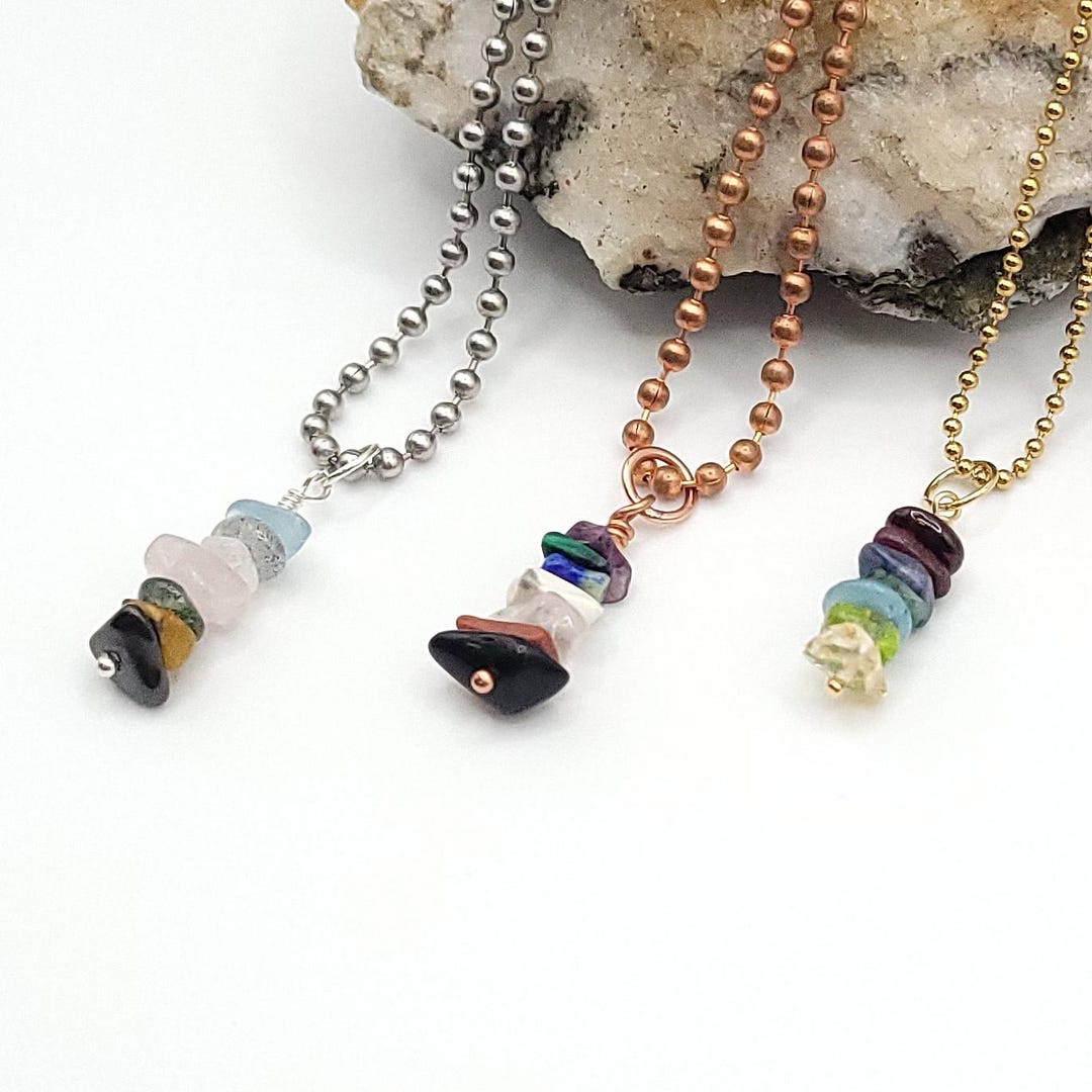 Custom Crystal Necklace in Silver, Gold, or Copper: Choose Your Stones ...