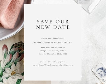 Change the Date Card Template Share Your Wedding Updates | Etsy