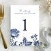 Blue and White Table Numbers Template | Classic Floral Wedding Table ...