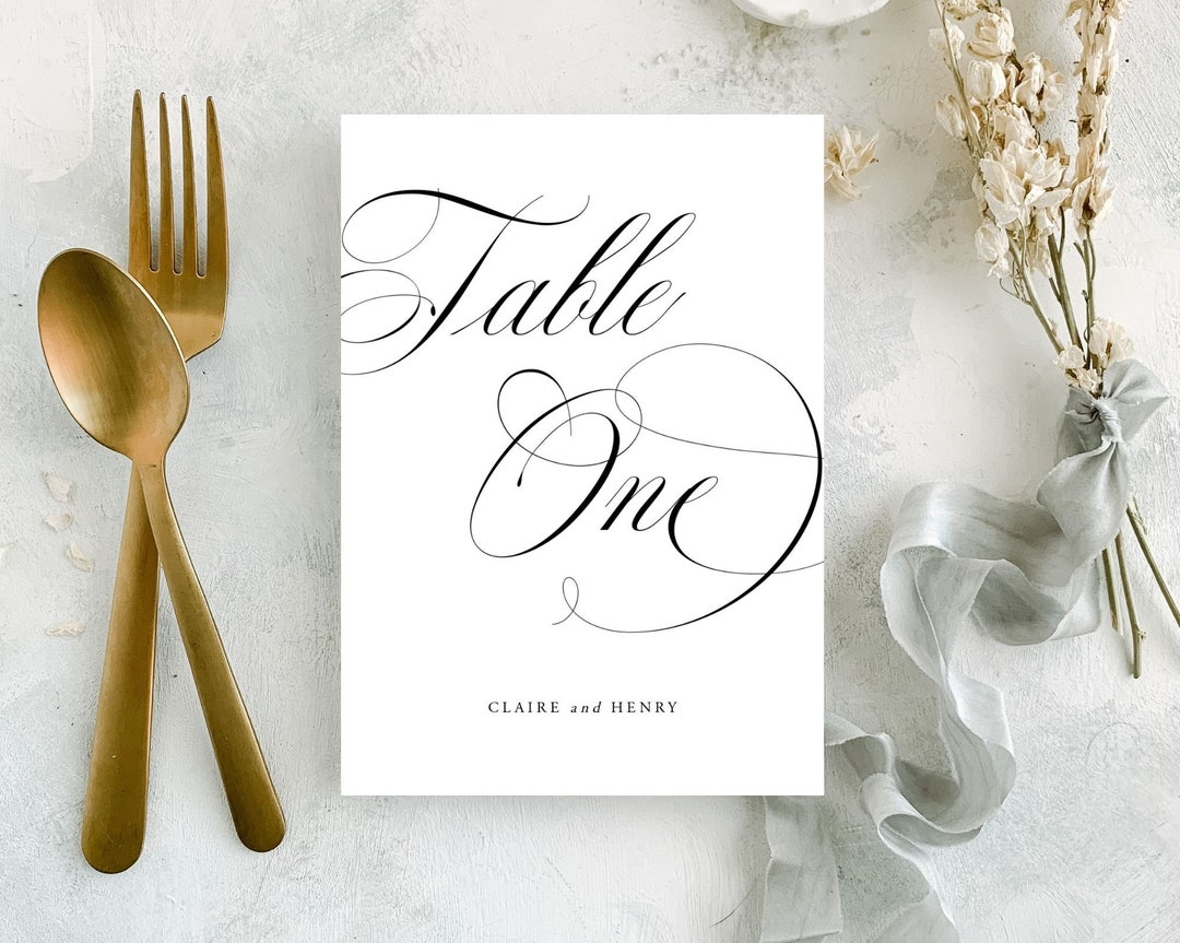 Classic Calligraphy Wedding Table Numbers | A Classic Table Number ...