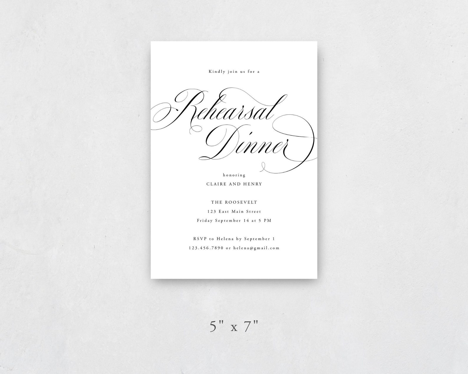 Calligraphy Rehearsal Dinner Template Classic Printable - Etsy