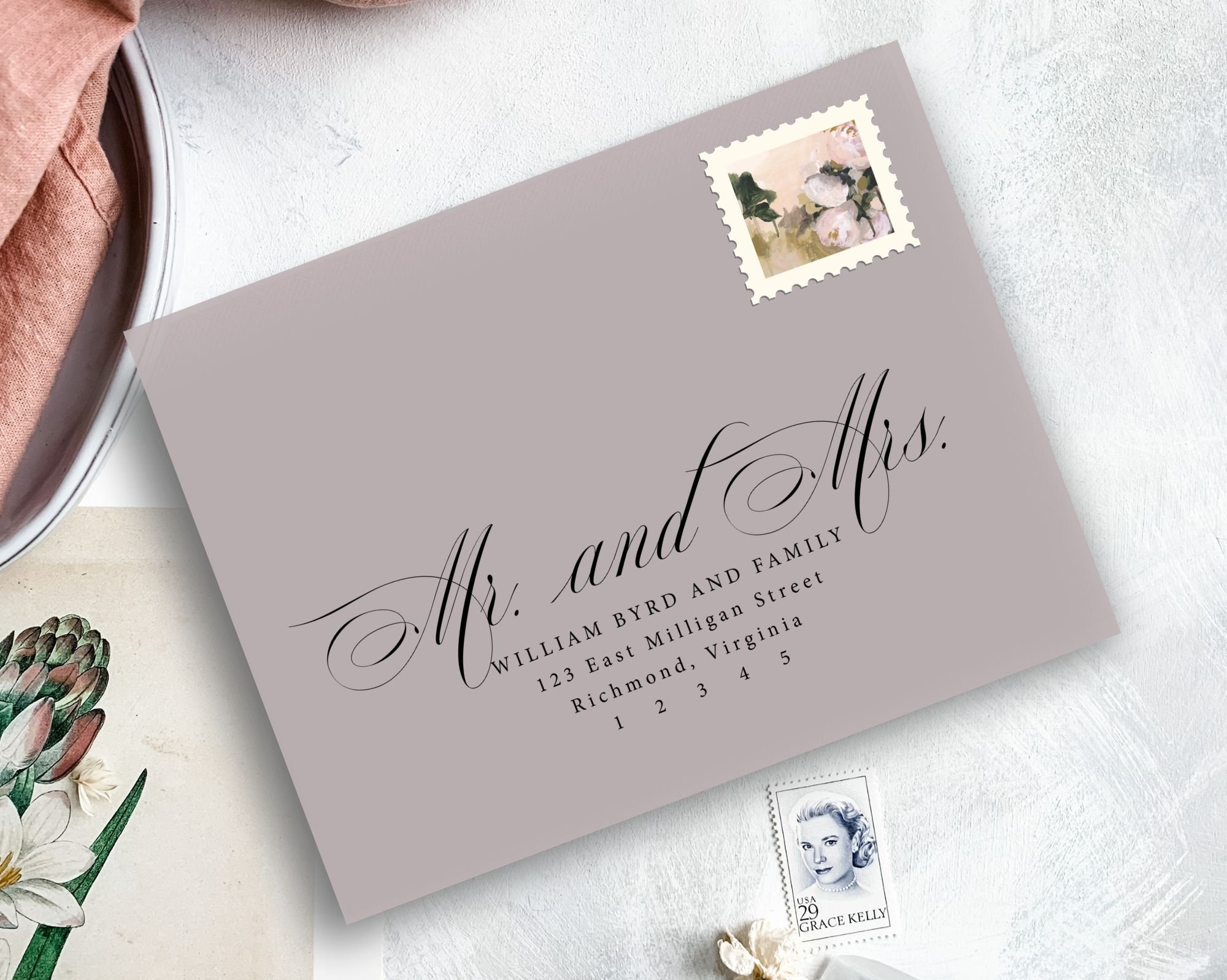 Calligraphy Wedding Envelope Template No Need for a | Etsy