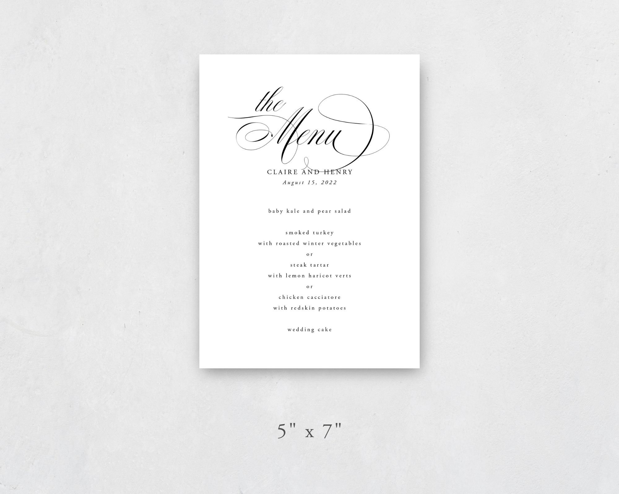 Printable Wedding Menu Wedding Reception Menu Template | Etsy
