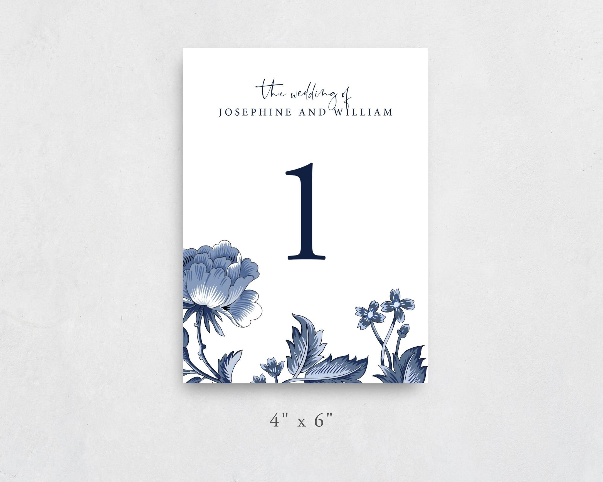 Blue and White Table Numbers Template Classic Floral Wedding | Etsy