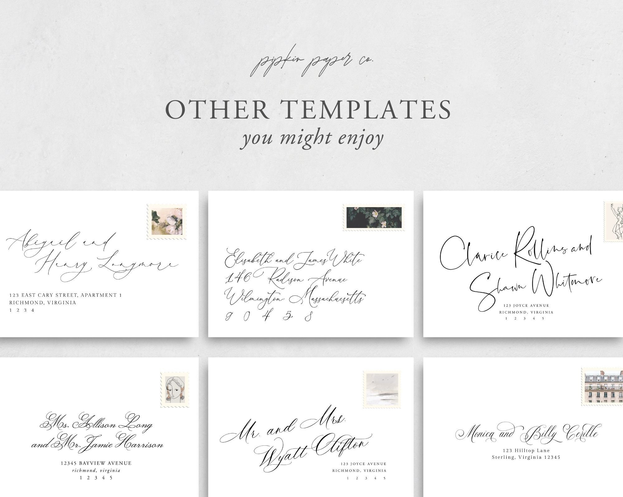 Printable Calligraphy Envelope Template | DIY Classic Simple Envelopes ...
