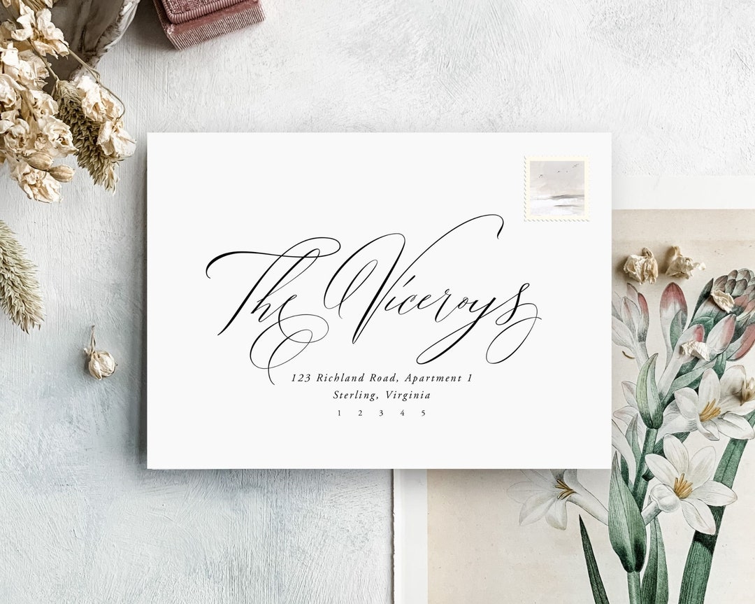 Modern Calligraphy Wedding Envelope Addressing | DIY Printable Envelope ...
