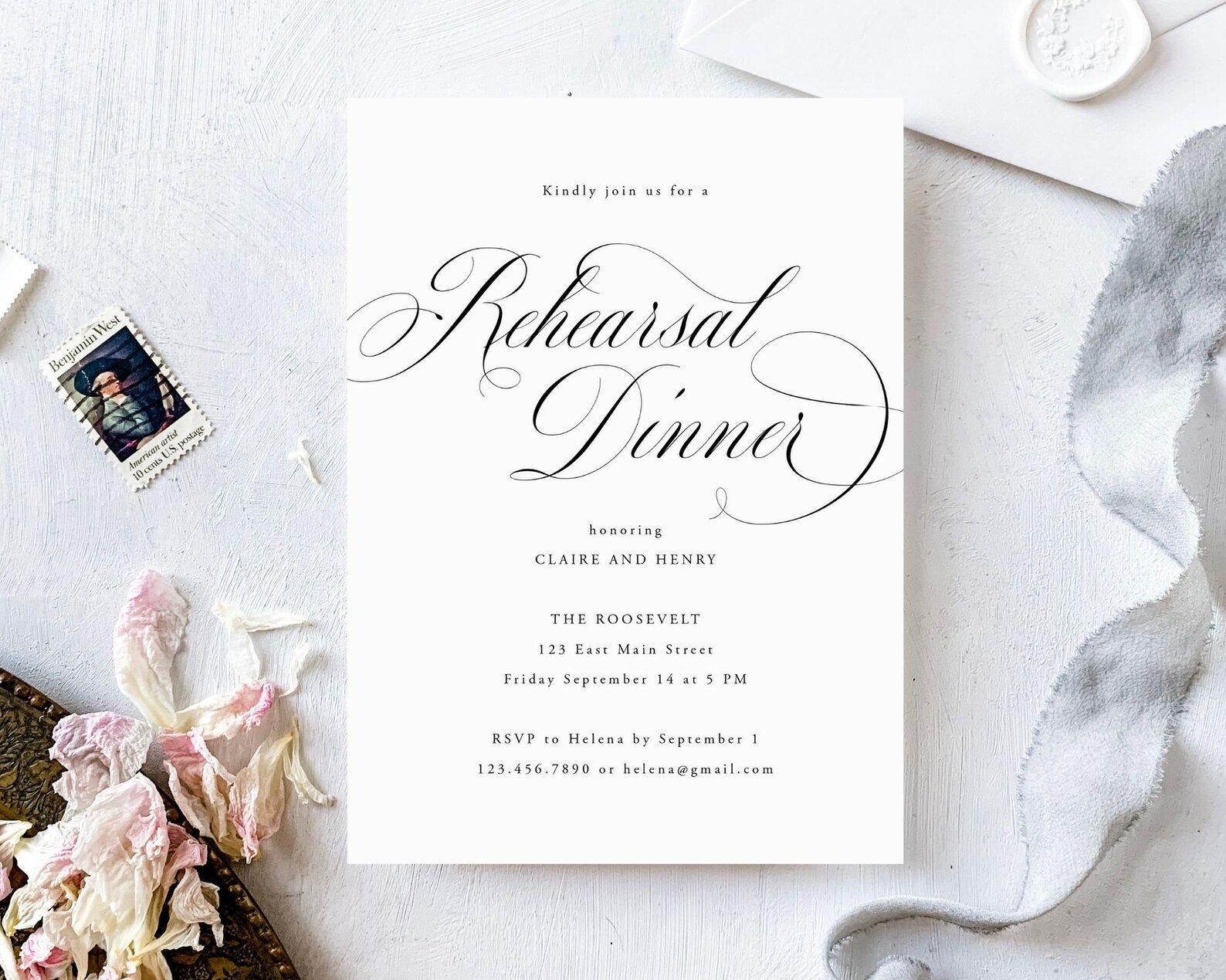 Calligraphy Rehearsal Dinner Template Classic Printable - Etsy