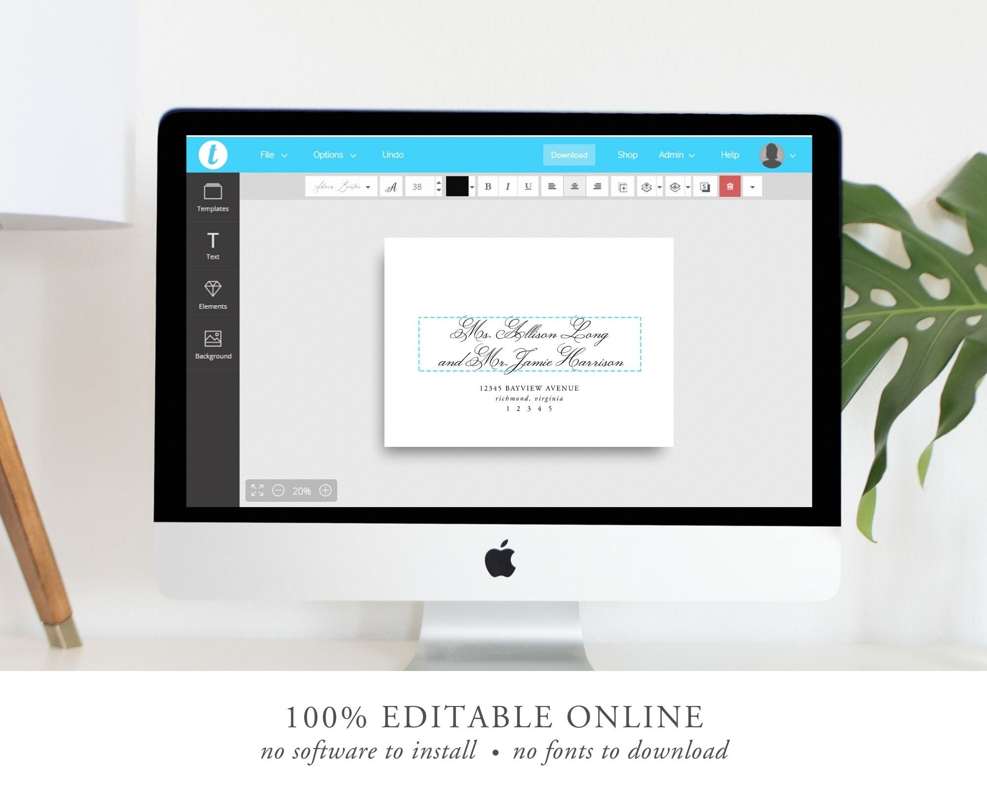 Printable Calligraphy Envelope Template | DIY Classic Simple Envelopes ...