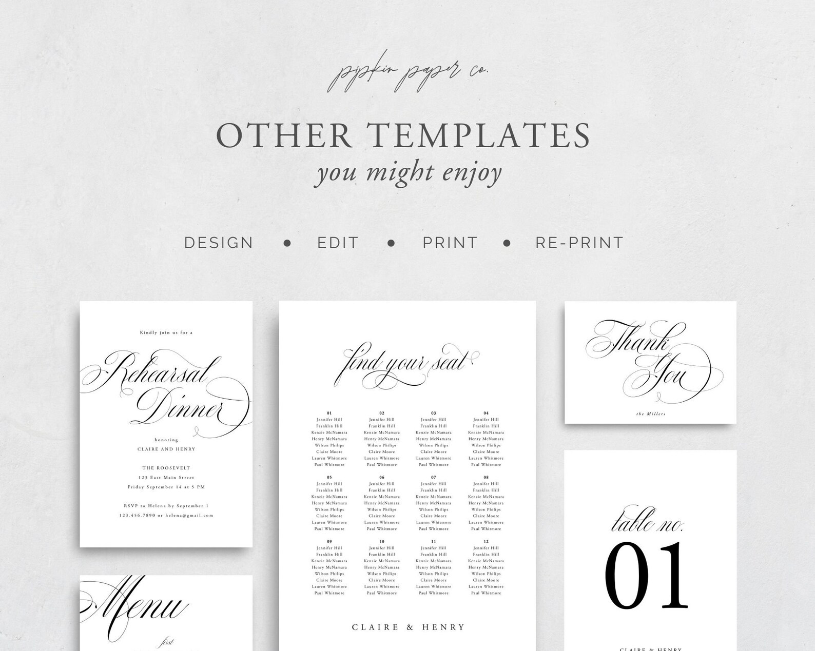Wedding Menu Printable Template Print Your Own Fully - Etsy