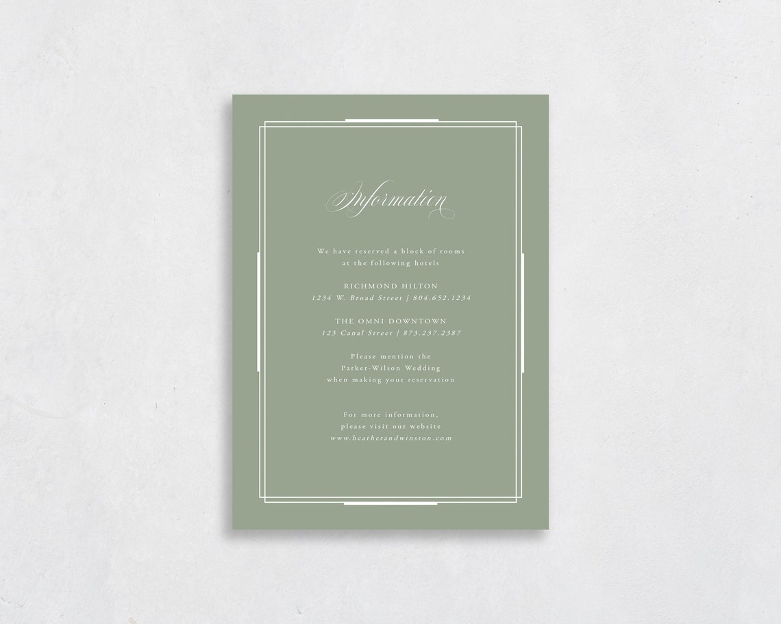 Details Card Template Editable Reception and Accommodations | Etsy
