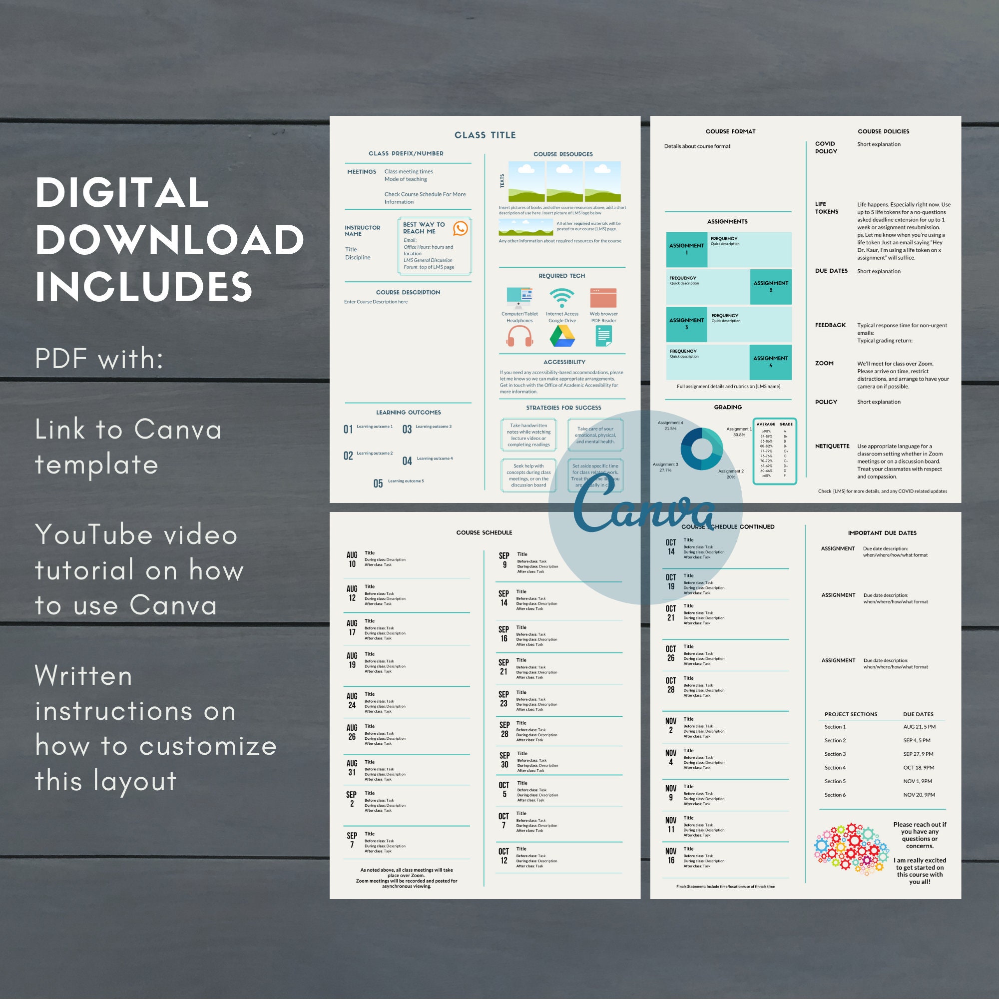 Canva Infographic Syllabus Editable Template I Instant Download - Etsy