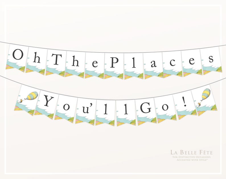 Oh the Places You'll Go Bunting / Banner Printable Party Decoration - Etsy