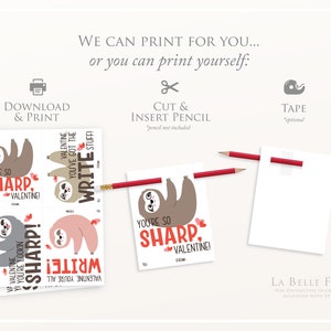 SLOTH Holding PENCIL Non-candy Valentines PRINTABLE Pdf File You're All ...