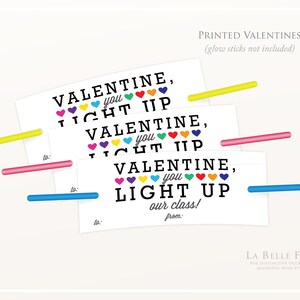 You LIGHT UP Our Class Glow Stick Valentines PRINTABLE Pdf File in ...