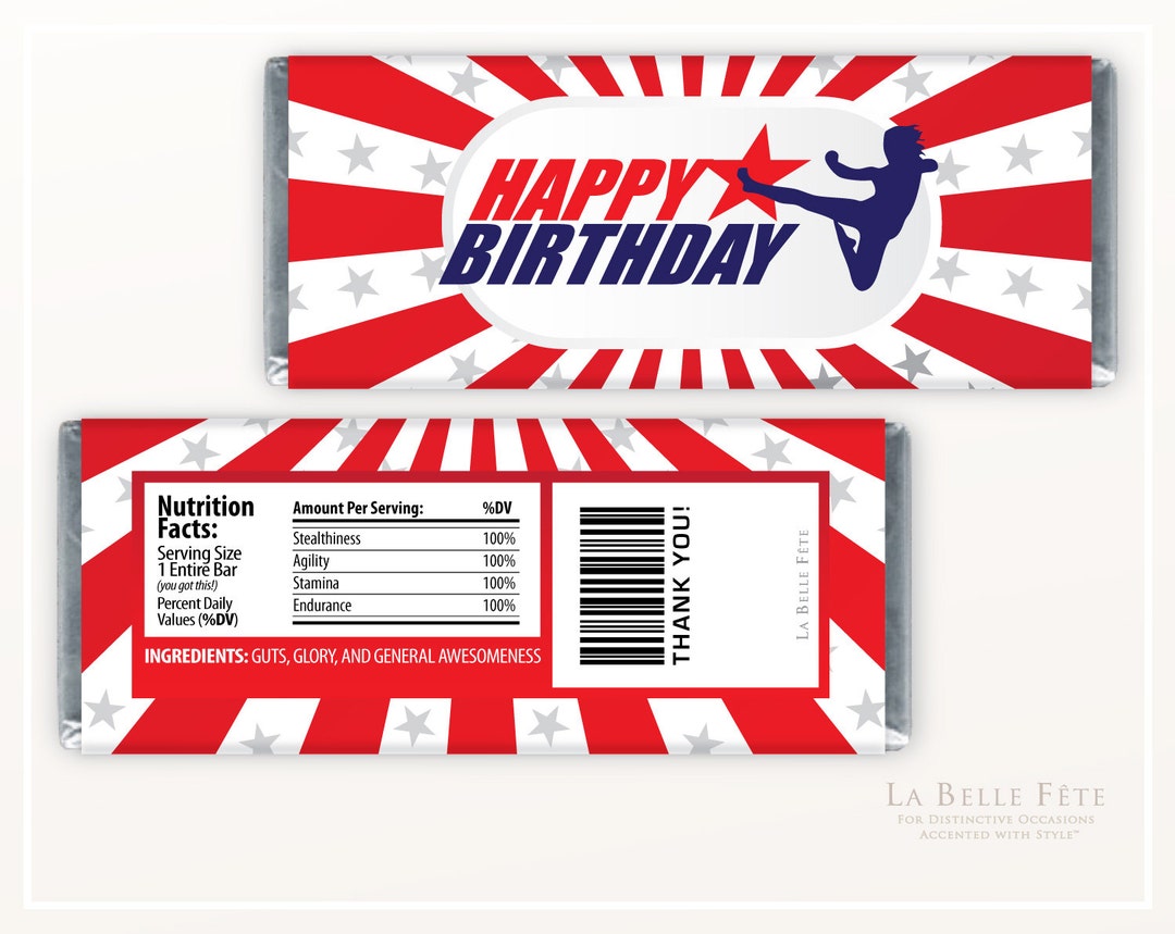 AMERICAN NINJA WARRIOR Candy Bar Wrapper / Label, Perfect for Birthday ...