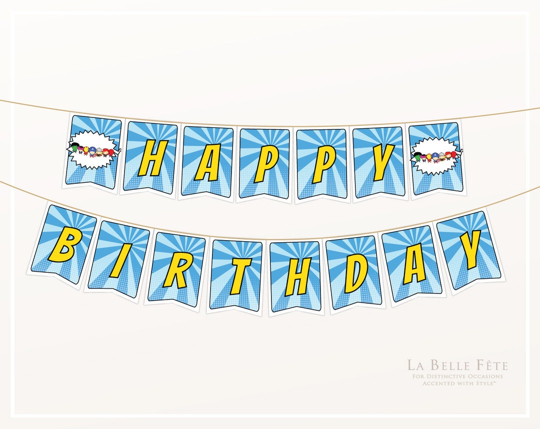 CALLING ALL SUPERHEROES "happy Birthday" Comics Bunting / Banner ...