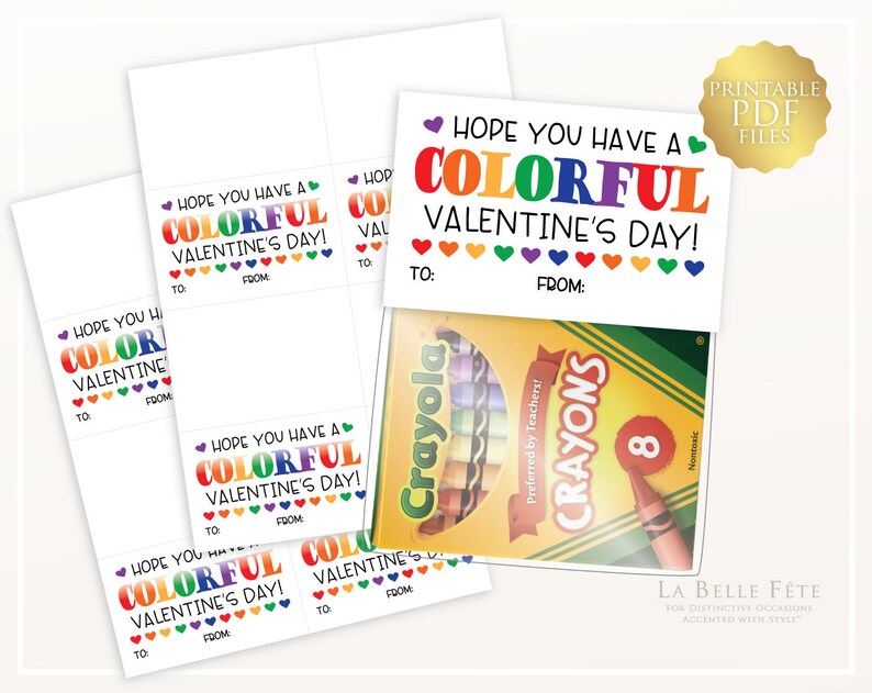 CRAYON Valentine "hope You Have a COLORFUL Valentines Day" PRINTABLE ...
