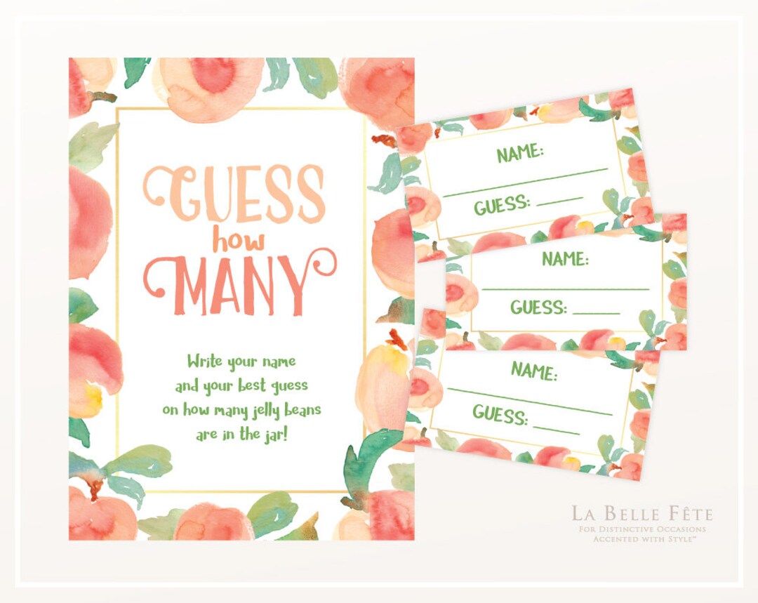 SWEET as a PEACH "guess How Many Jelly Beans" Party Game, Printable DIY ...