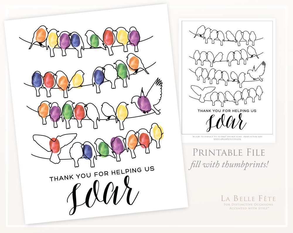 THUMBPRINT ART thank You for Helping Us Soar With - Etsy