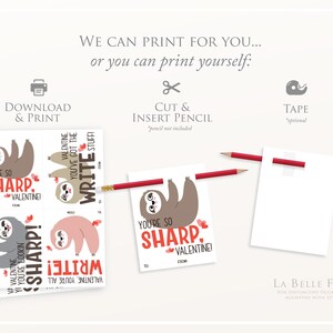 SLOTH Holding PENCIL Non-candy Valentines PRINTABLE Pdf File You're All ...