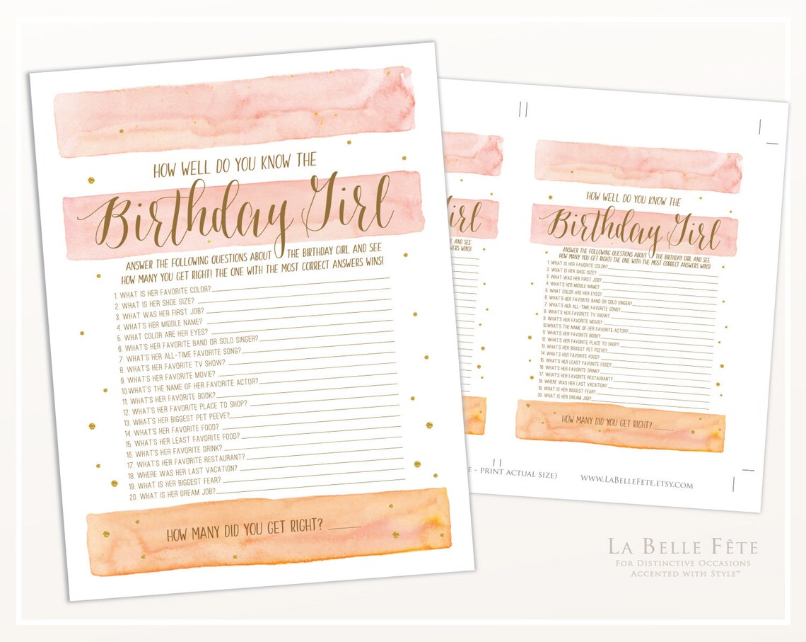 How Well Do You Know the Birthday Girl Party Game / Ice - Etsy