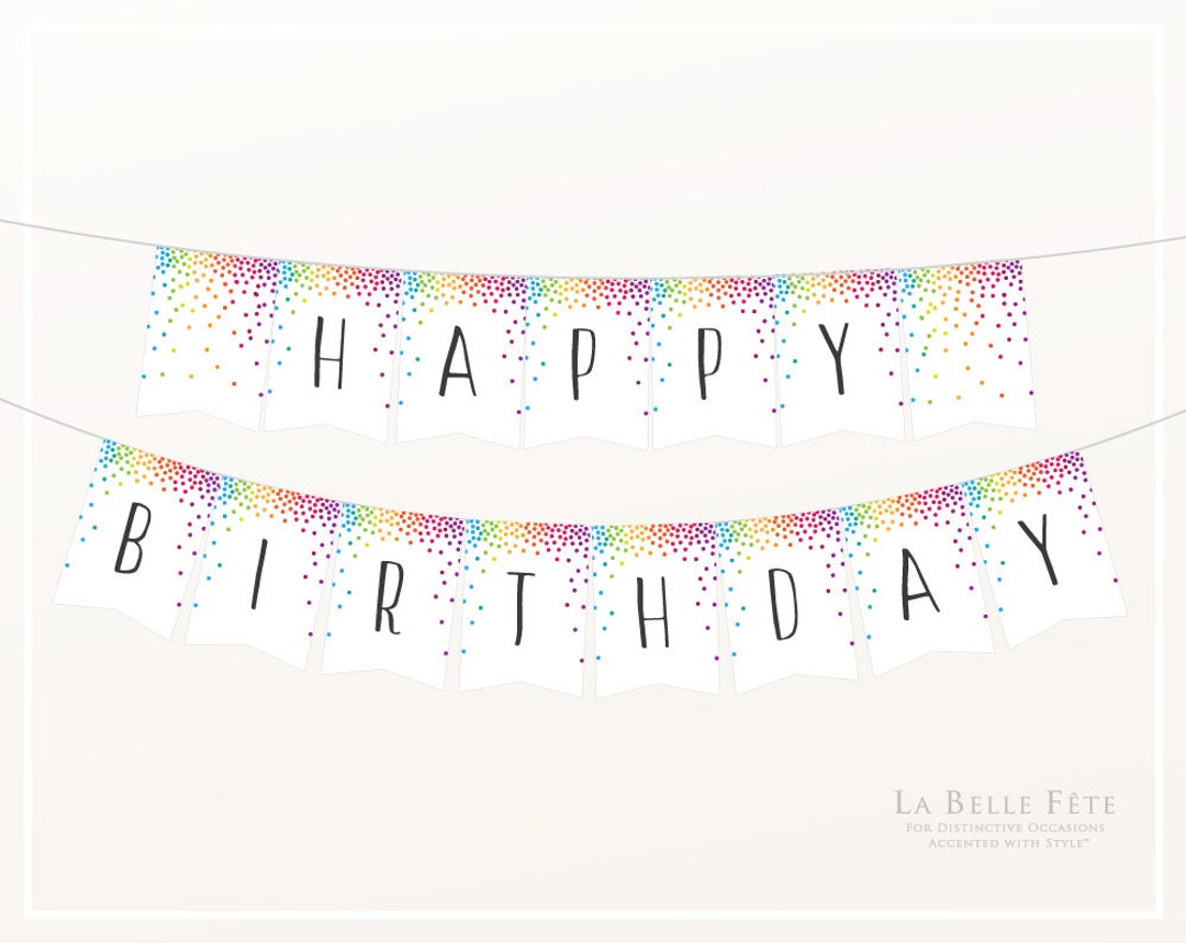JUMP on OVER Colorful CONFETTI Happy Birthday Bunting / Banner Diy ...
