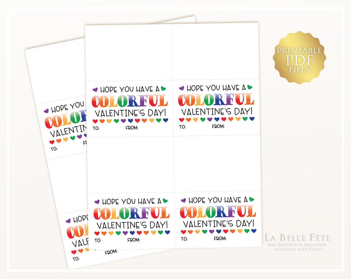 CRAYON Valentine "hope You Have a COLORFUL Valentines Day" PRINTABLE ...