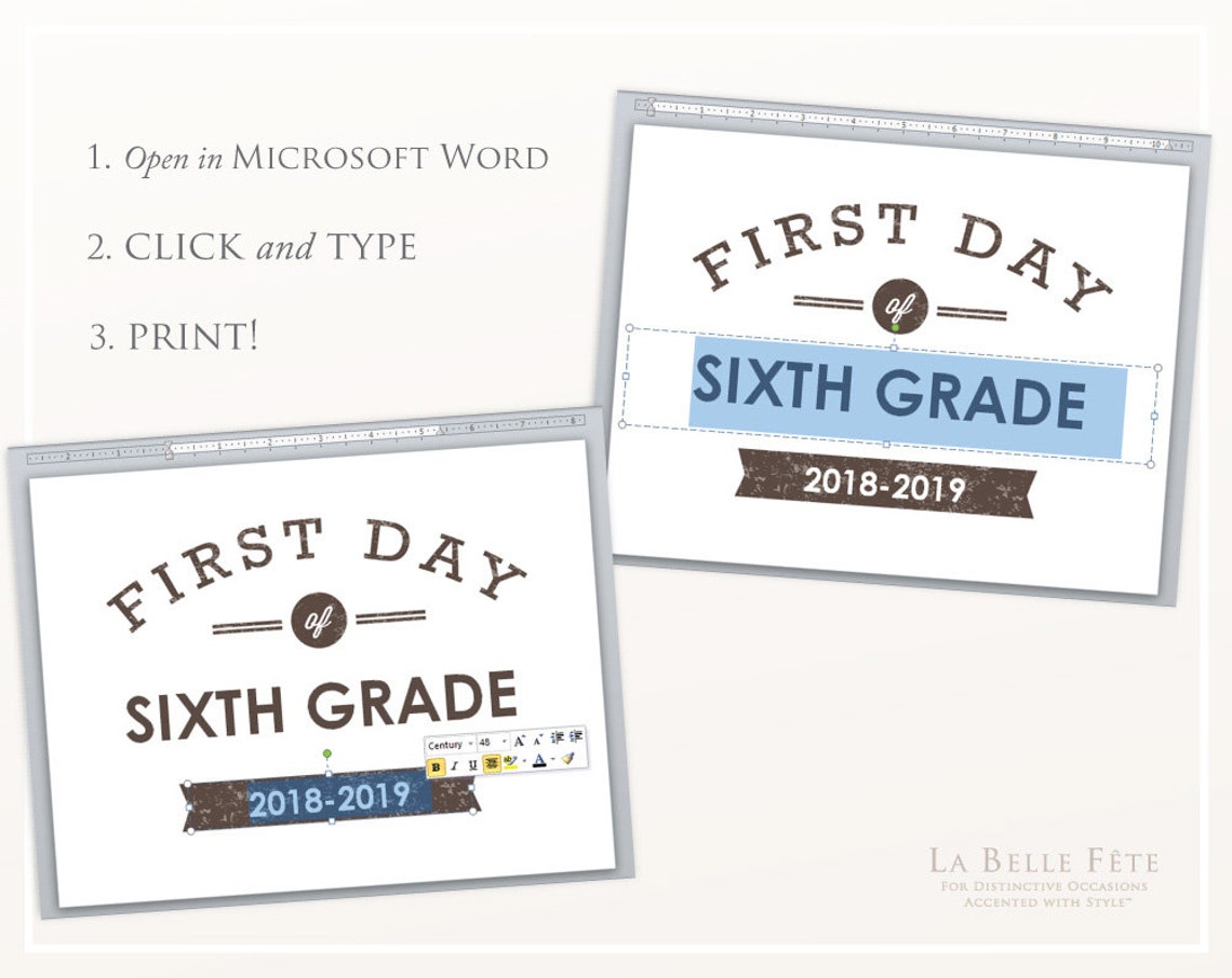 FIRST DAY of SCHOOL Fillable, Editable, Re-usable Microsoft Word Files ...